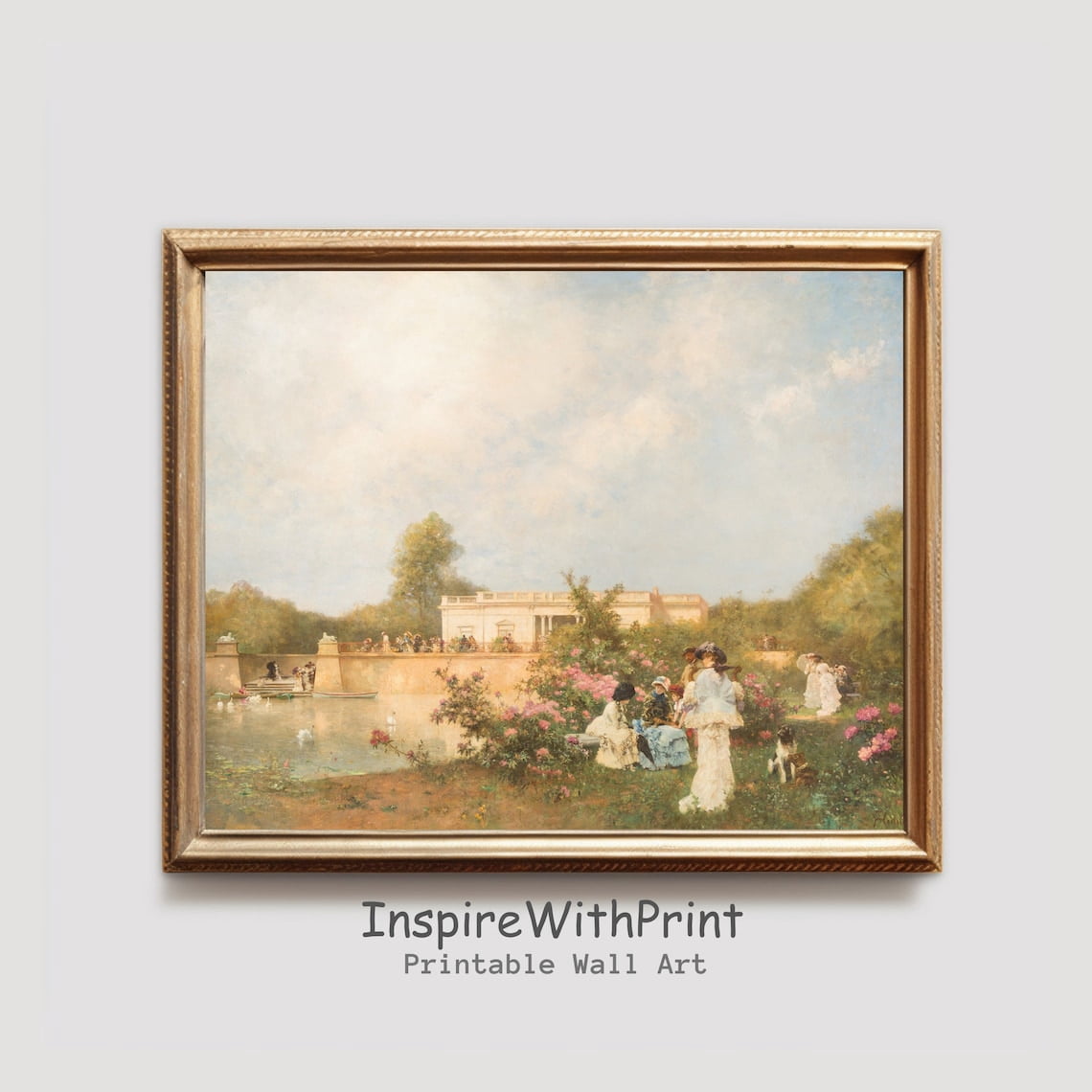 Vintage women in the garden Poster antique flower garden , vintage ...