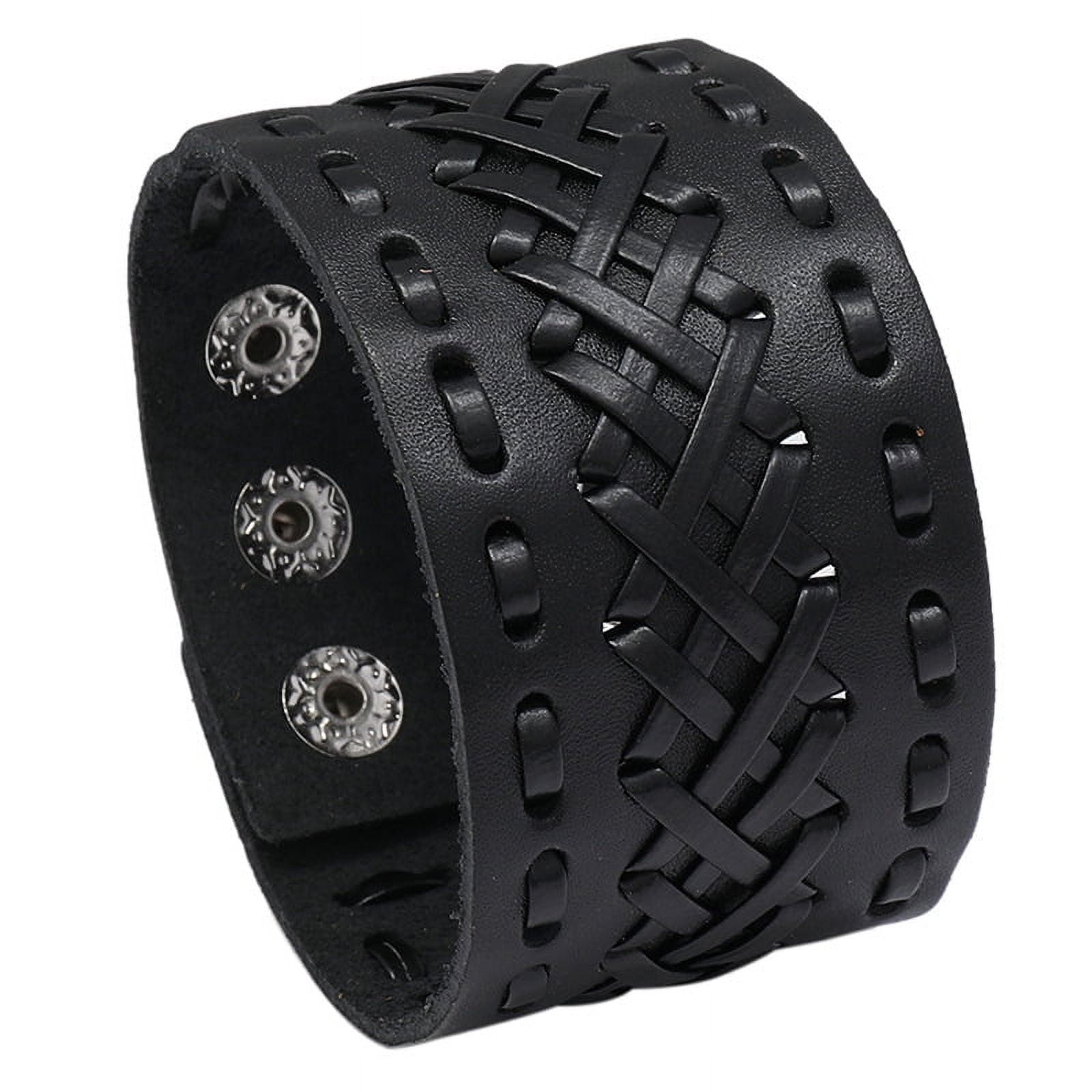 Vintage woven cowhide bracelet European and American punk jewelry ...