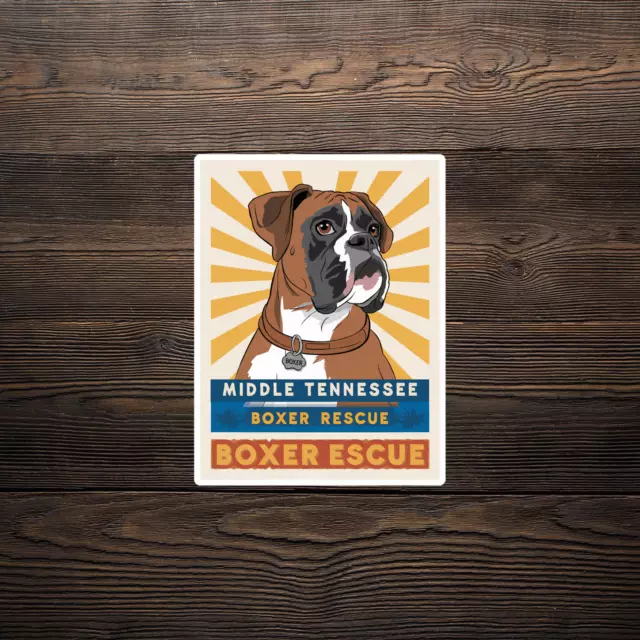 VintageStyle Boxer Rescue Sticker Support Middle Tennessee Shelter ...