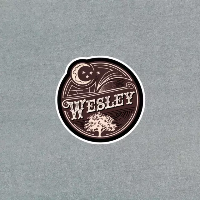 VintageStyle Wesley Family Name Sticker Rustic Tree & Moon Designphone ...
