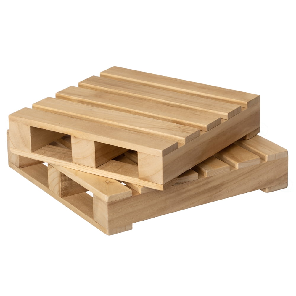 Vintiquewise 13" Rustic Wooden Pallet Display Stands Natural Wood ...