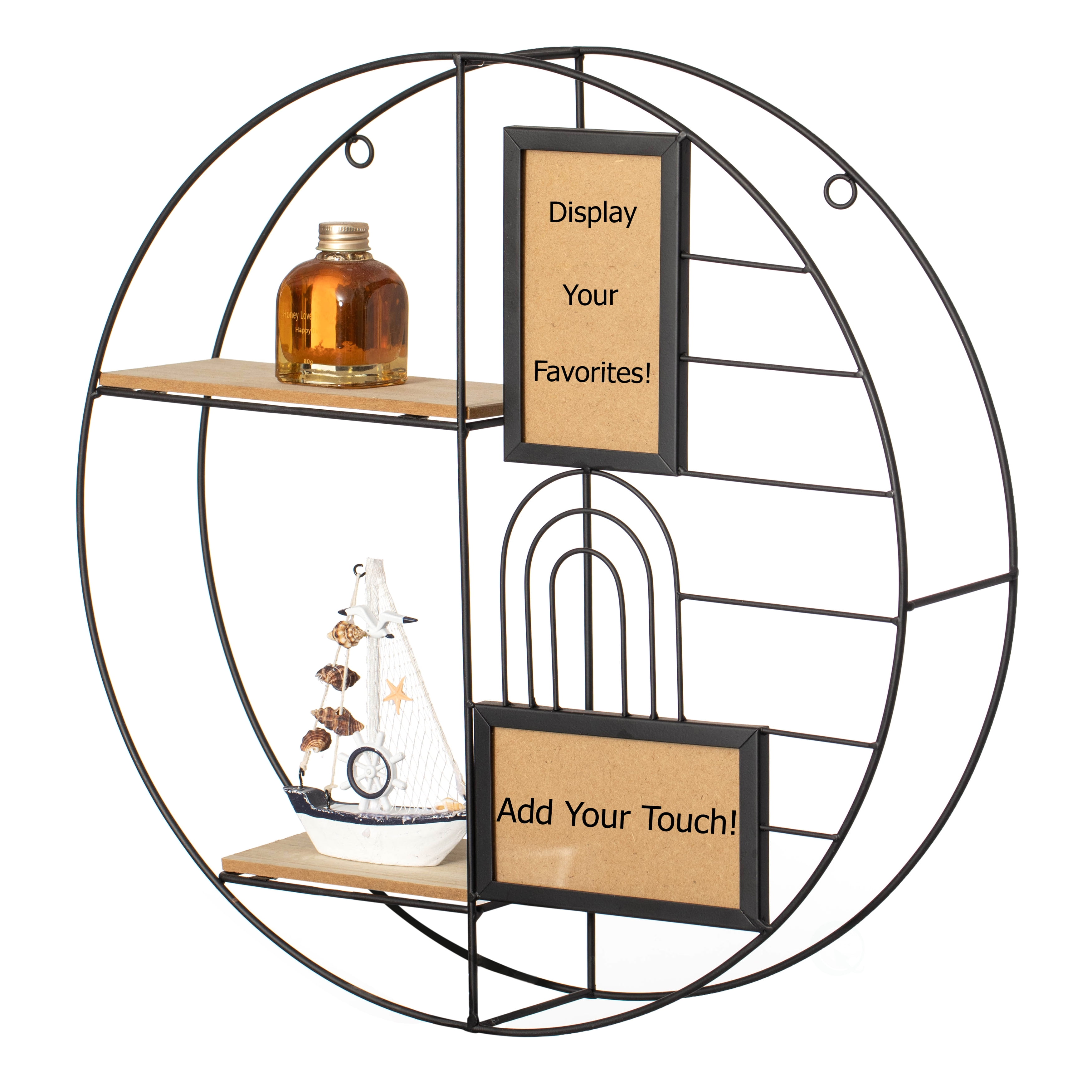Vintiquewise 2-Tier Decorative Floating Circular Silhouette Wall Shelf ...