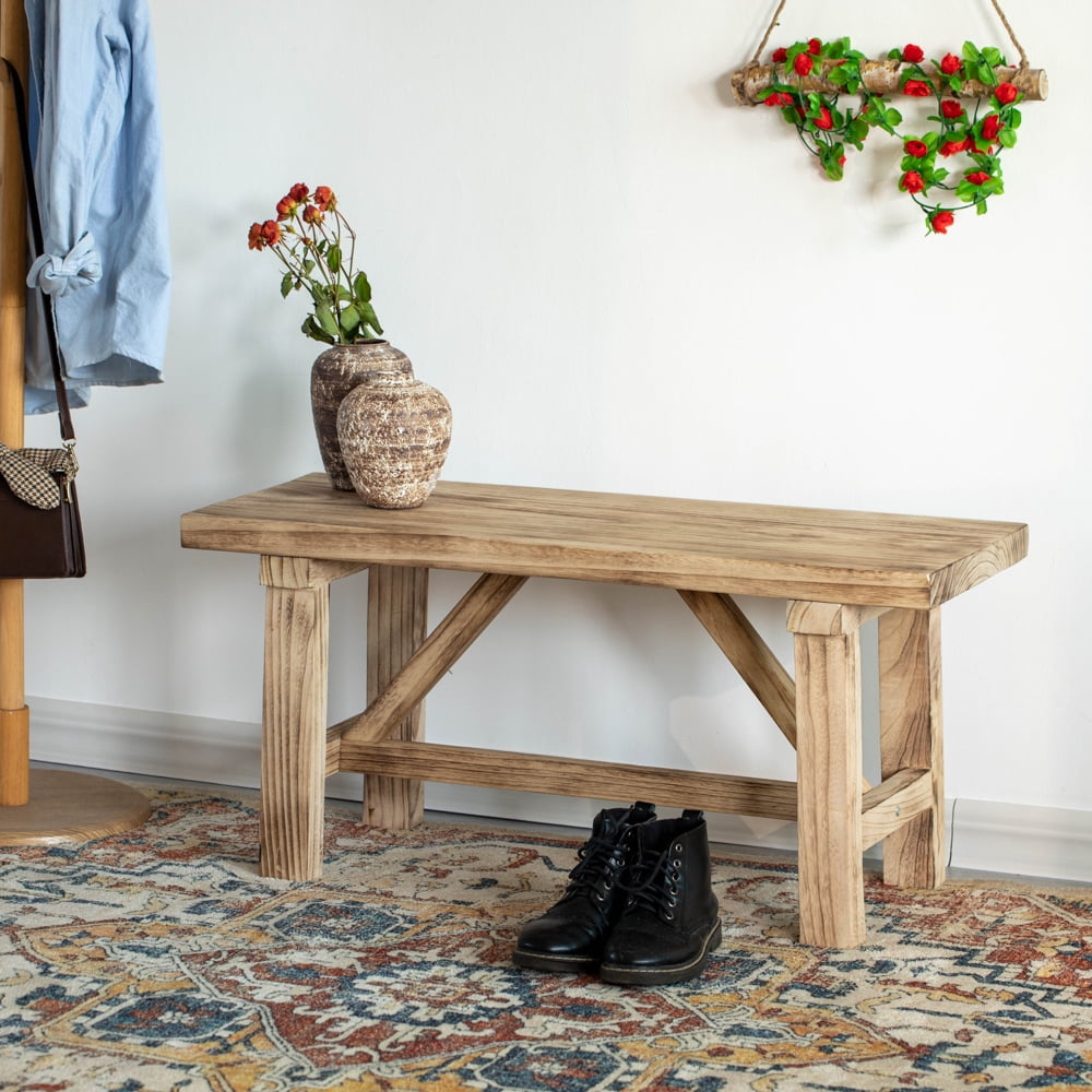 Vintiquewise 36'' Wooden Bench Farmhouse Entryway Organizer Retro ...