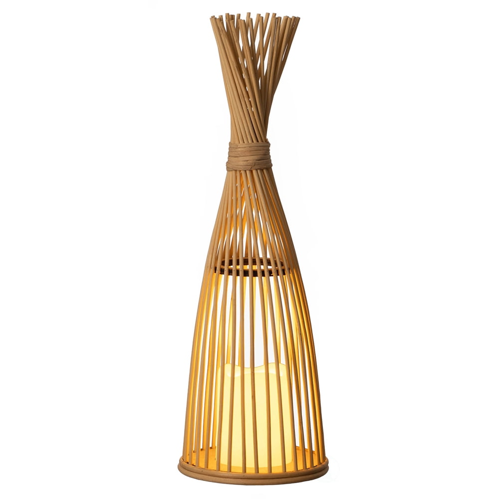 Vintiquewise Hand-Woven Tall Bamboo LED Floor Standing Lantern ...