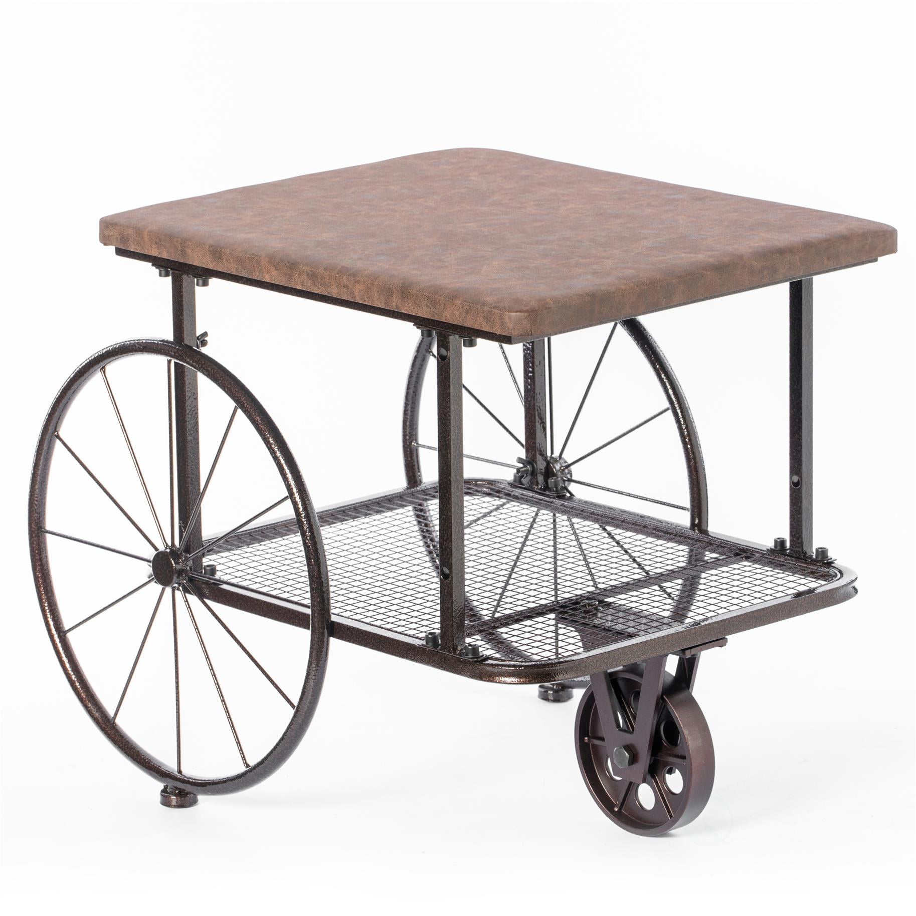 Vintiquewise Industrial Wagon Style Coffee Table with Rustic Wood Top ...