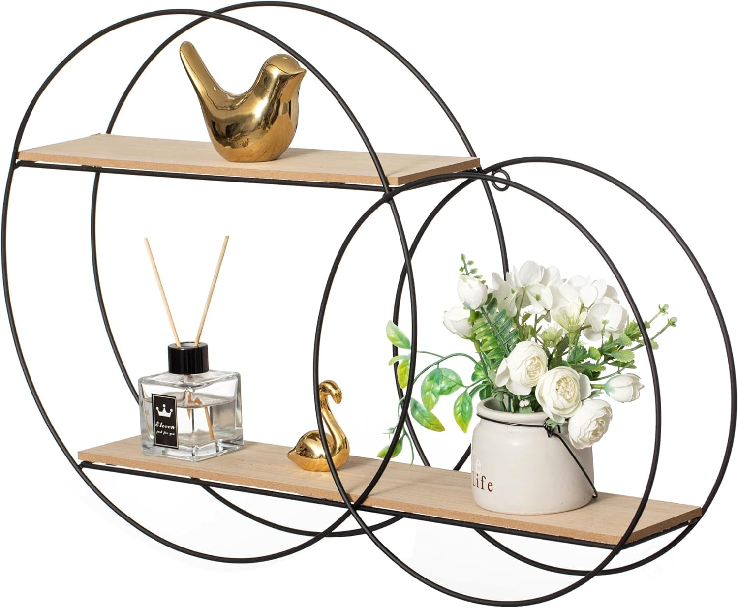 Vintiquewise Interlinked Round Wall-Mounted Shelf - Dual-Size Circular ...