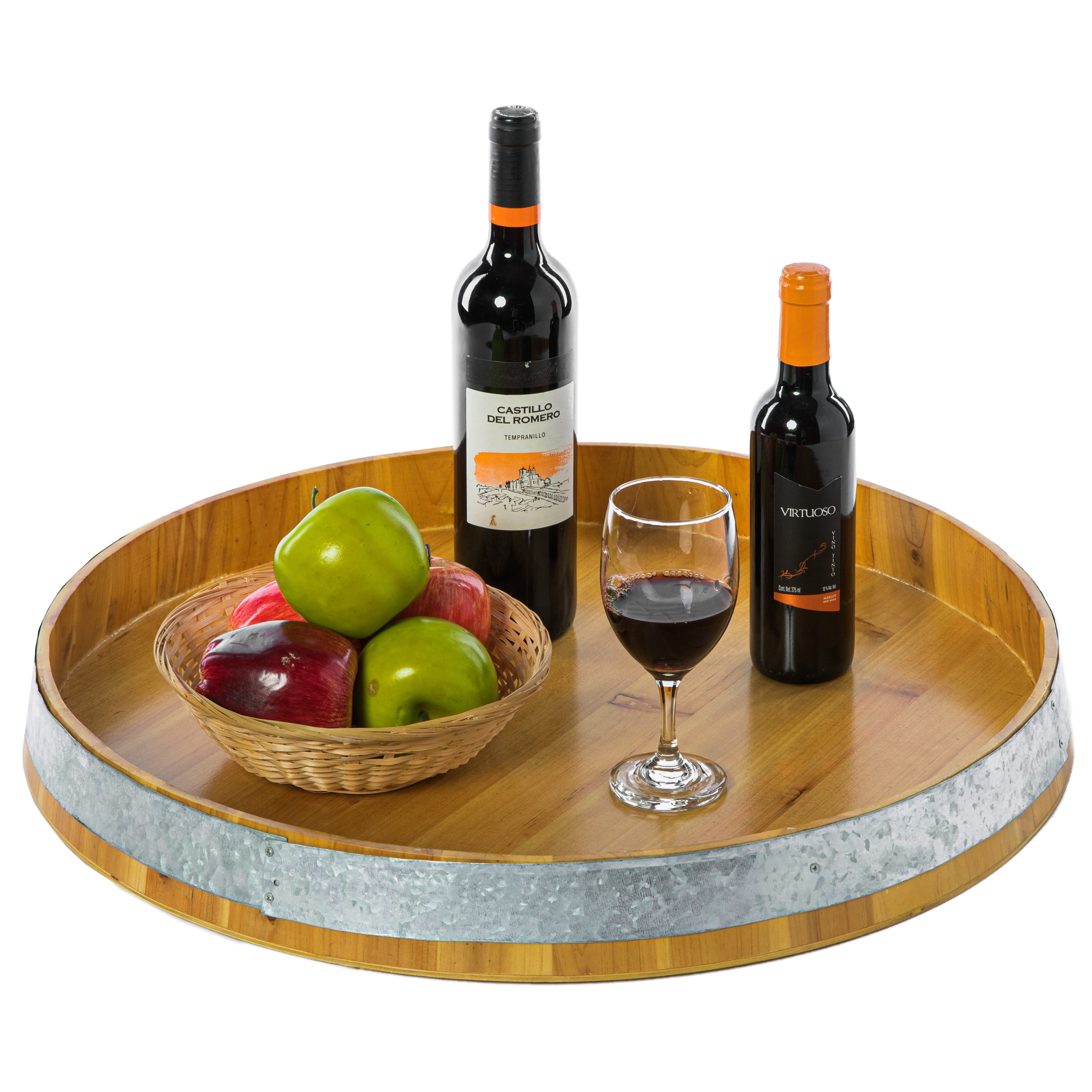 Vintiquewise Large Barrel Head Decorative Storage Serving Tray ...
