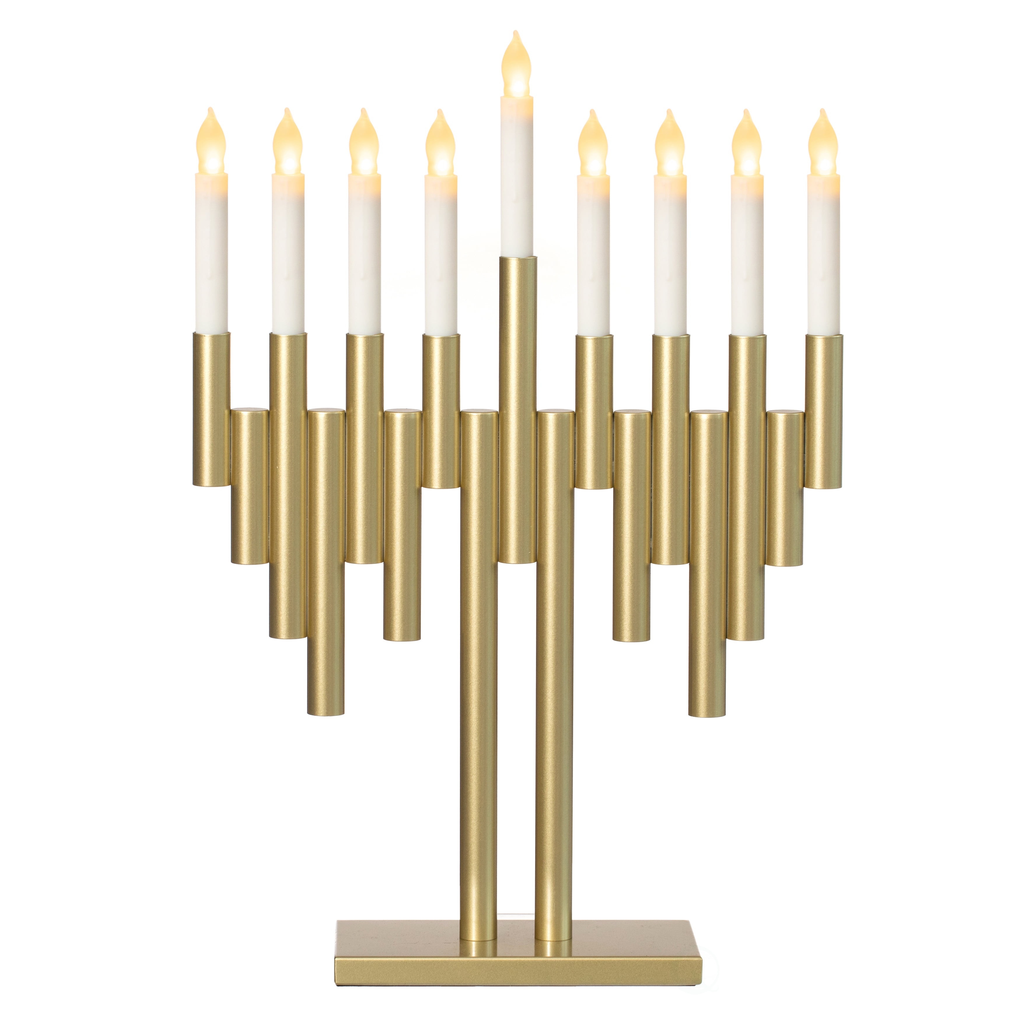 Vintiquewise Modern 9-Branch Hanukkah Menorah with LED Candles in Sleek ...