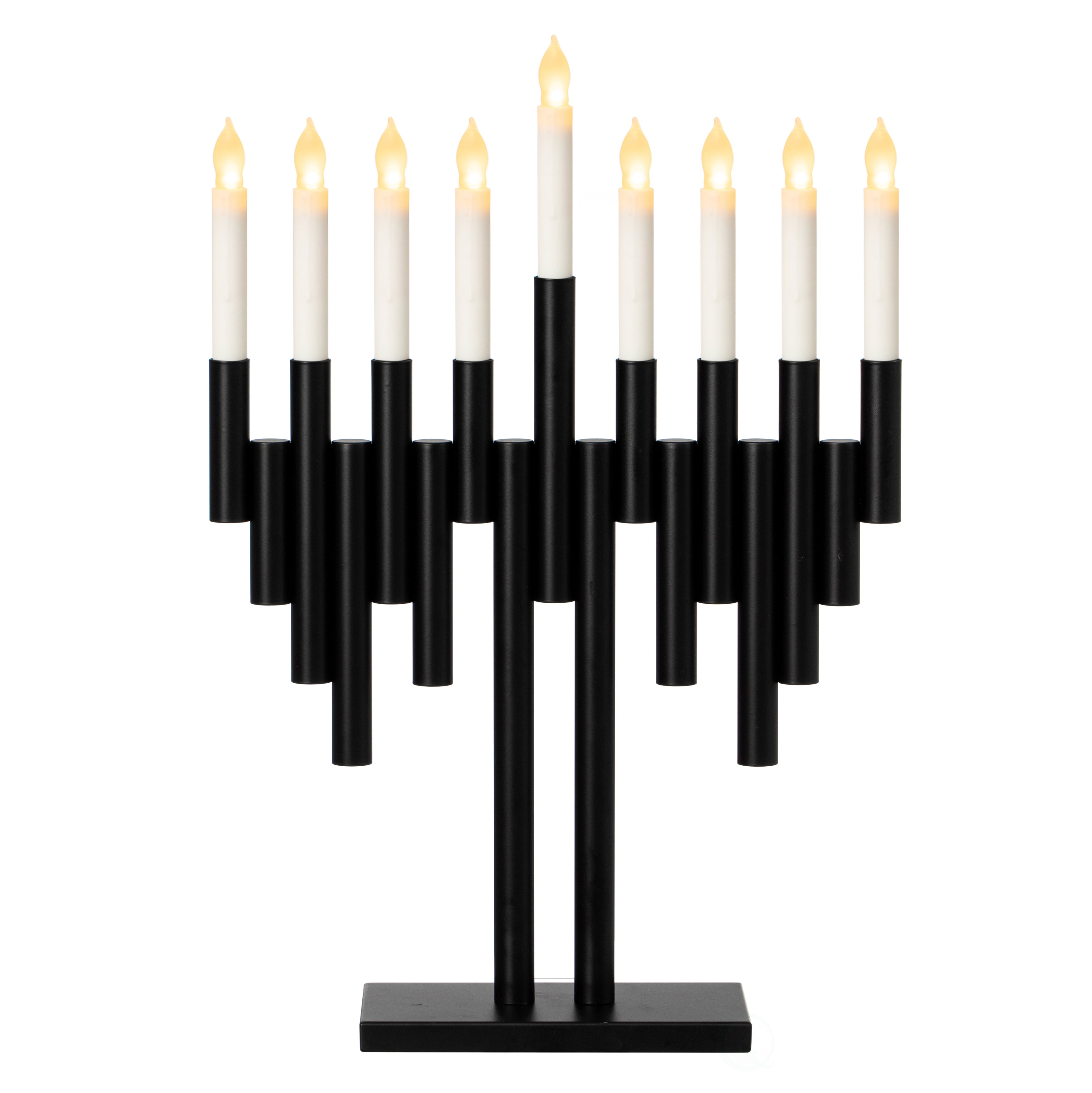 Vintiquewise Modern 9-Branch Hanukkah Menorah with LED Candles in Sleek ...