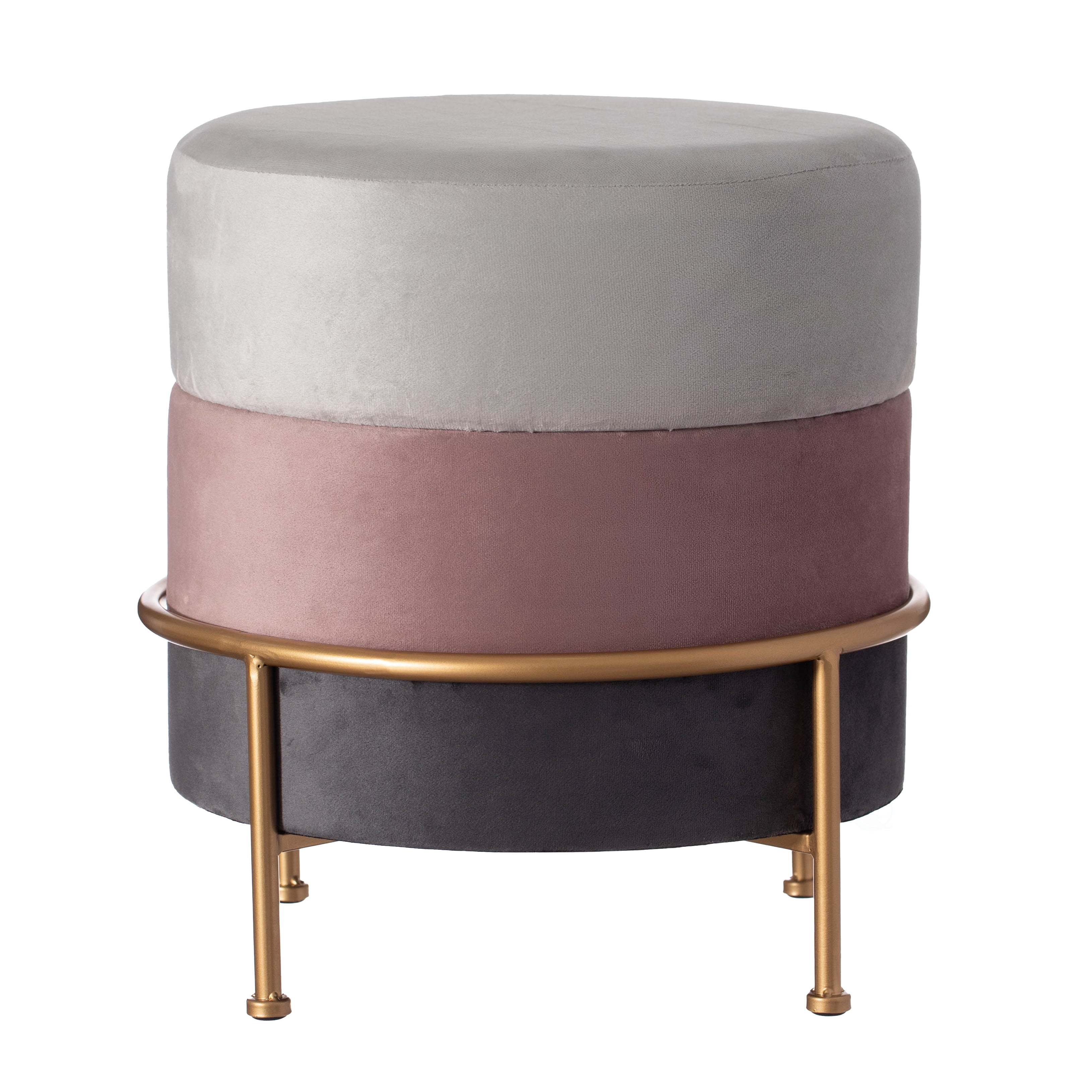 Vintiquewise QI004625 Round Velvet Ottoman Stool 16 Tall Tricolor with ...