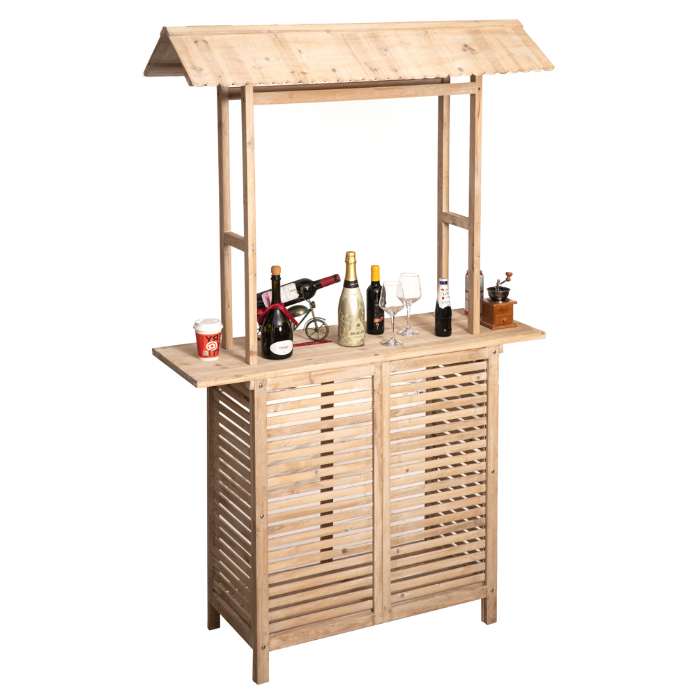 Vintiquewise Rustic Wooden Outdoor Bar Counter with Roof Beautiful ...