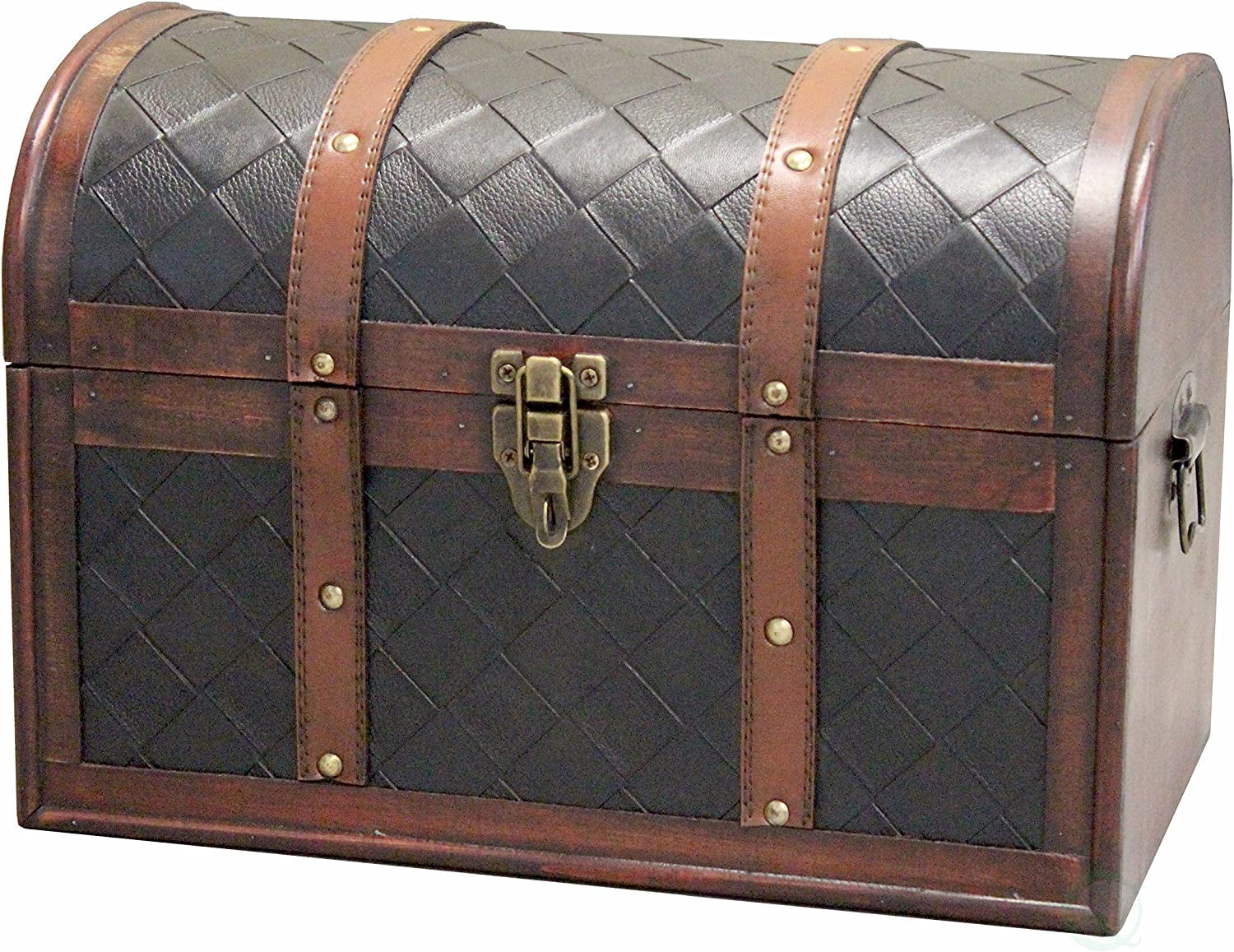 Vintiquewise(TM) Wooden Leather Treasure Chest - Walmart.com