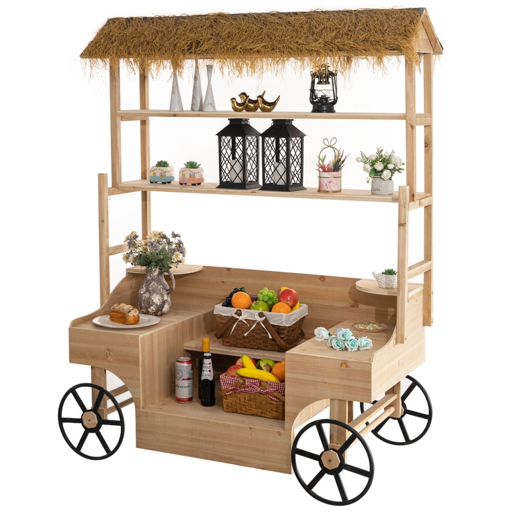 Vintiquewise Versatile Multi-Tier Shelves Wooden Rolling Cart - Perfect ...