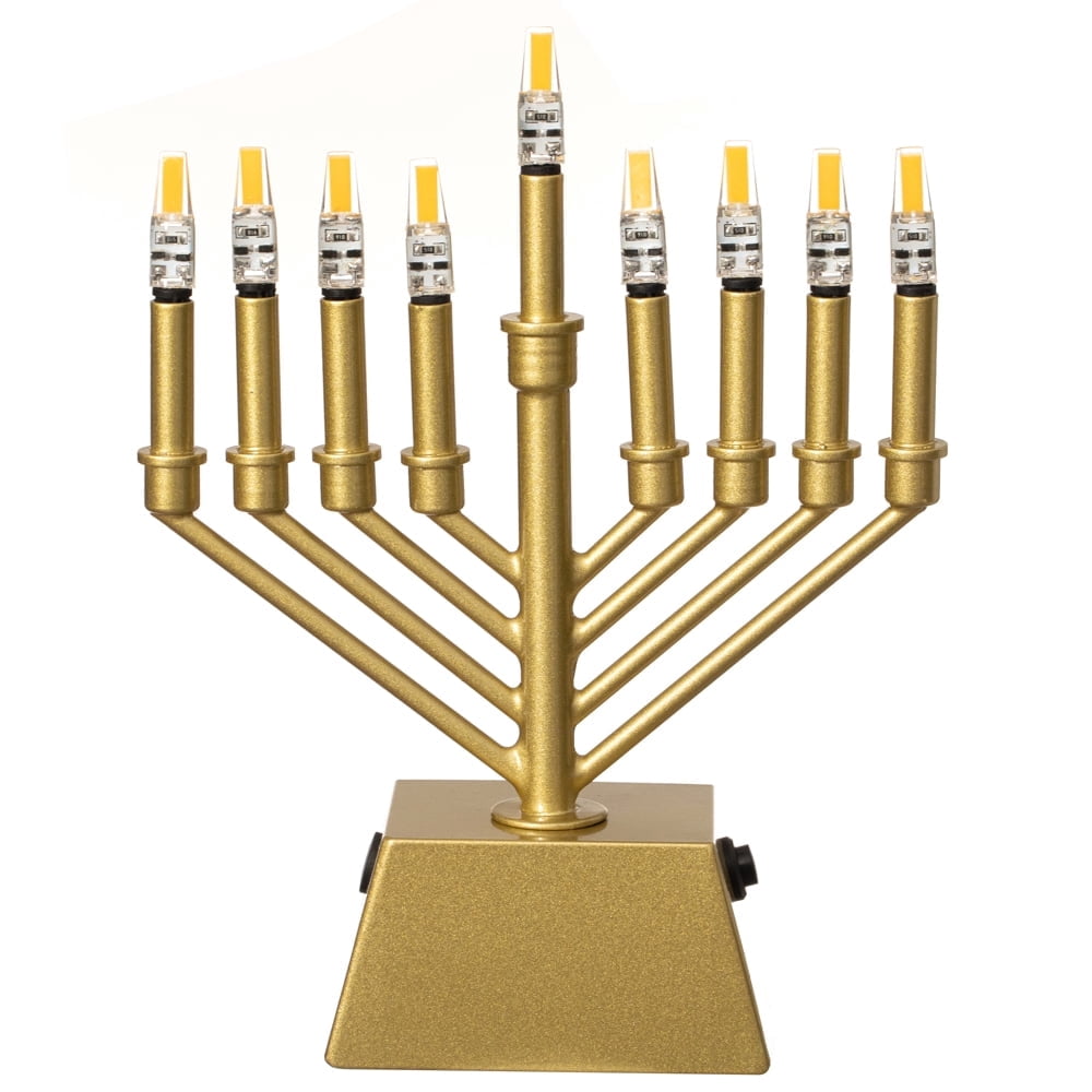 Vintiquewise Wall Mount 9-Branch Hanukkah Menorah with LED Candles ...