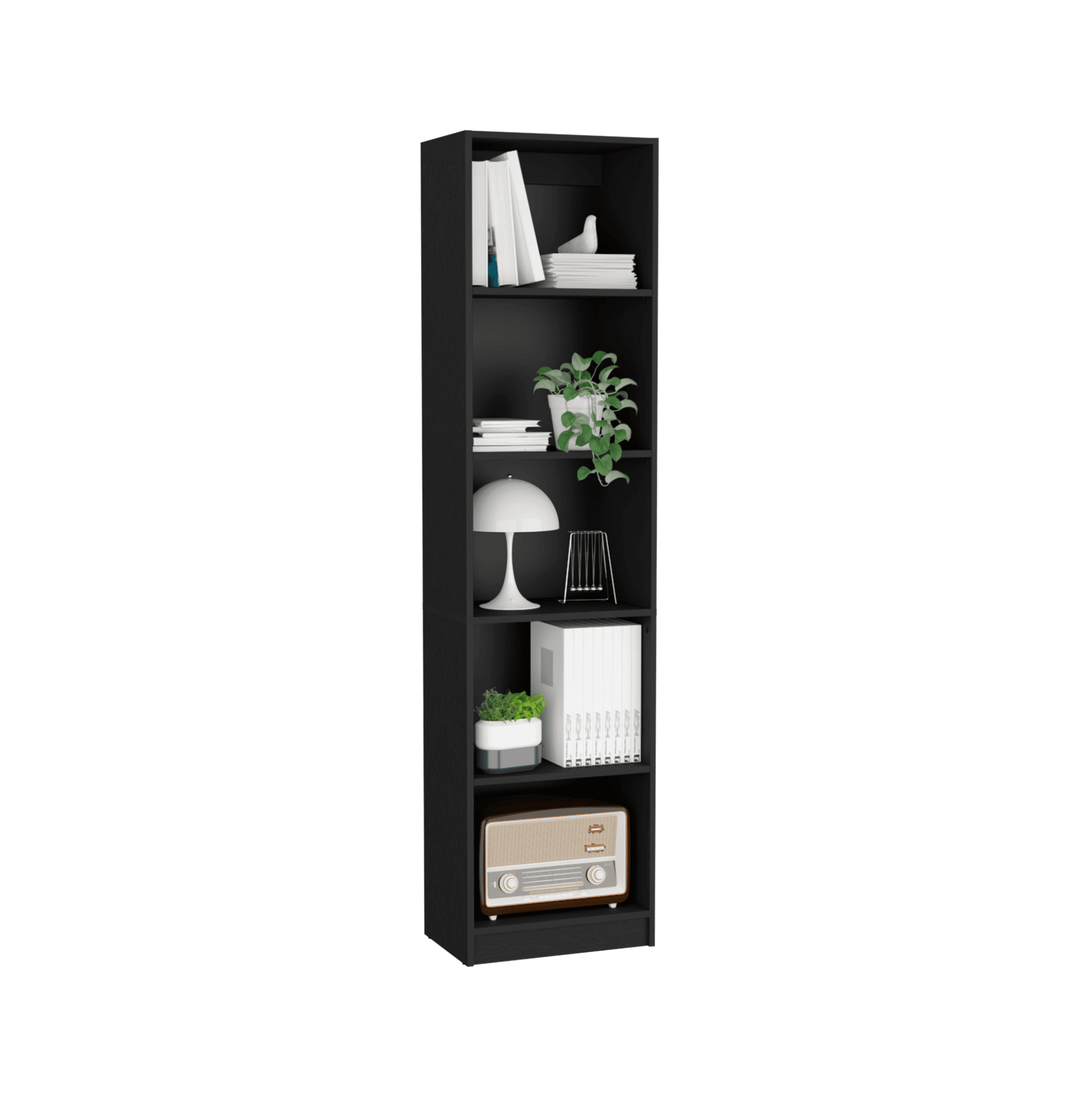 Vinton XS Bookcase - Compact 5-Shelf Bookshelf for Small Spaces ...