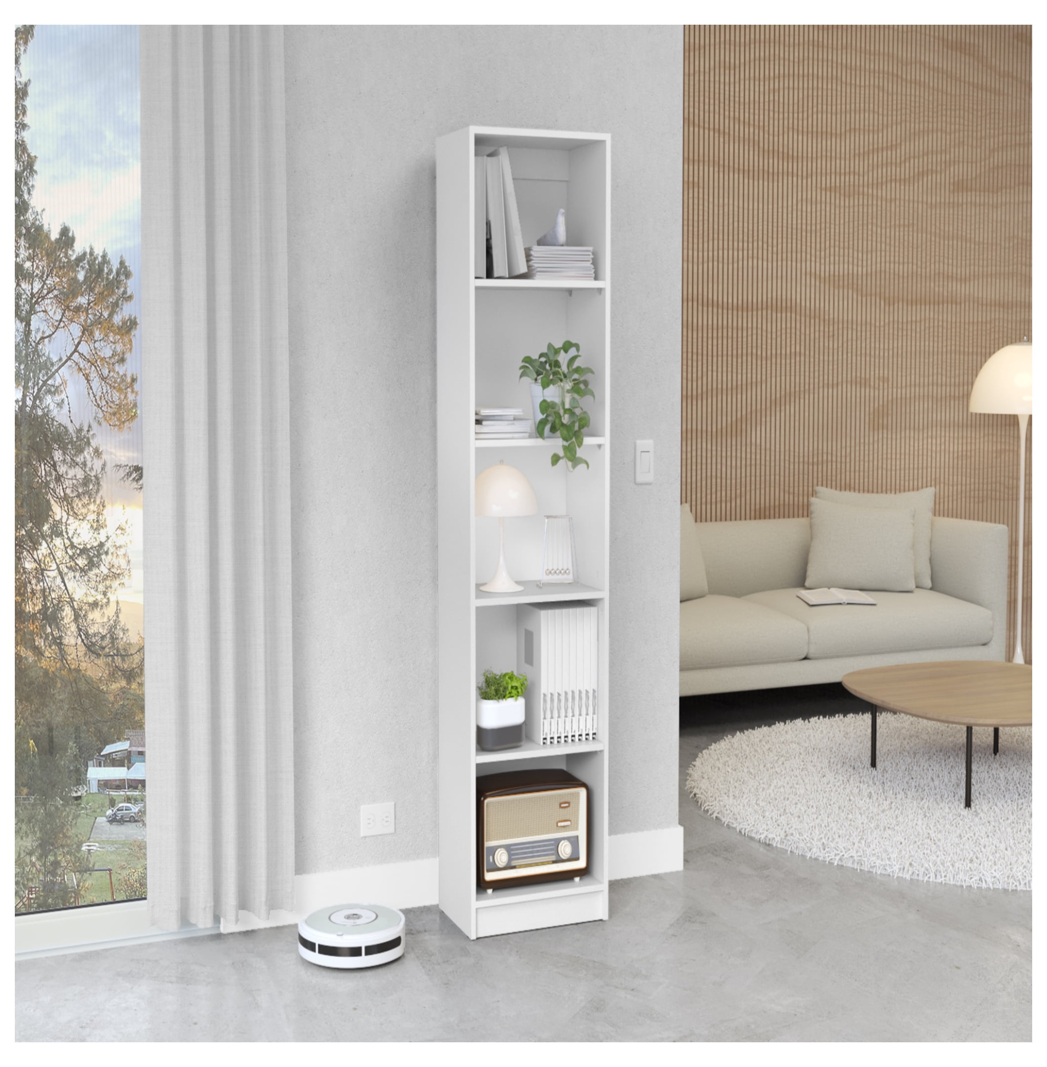 Vinton XS Bookcase Compact Bookshelf with Multiple Shelves, White White ...