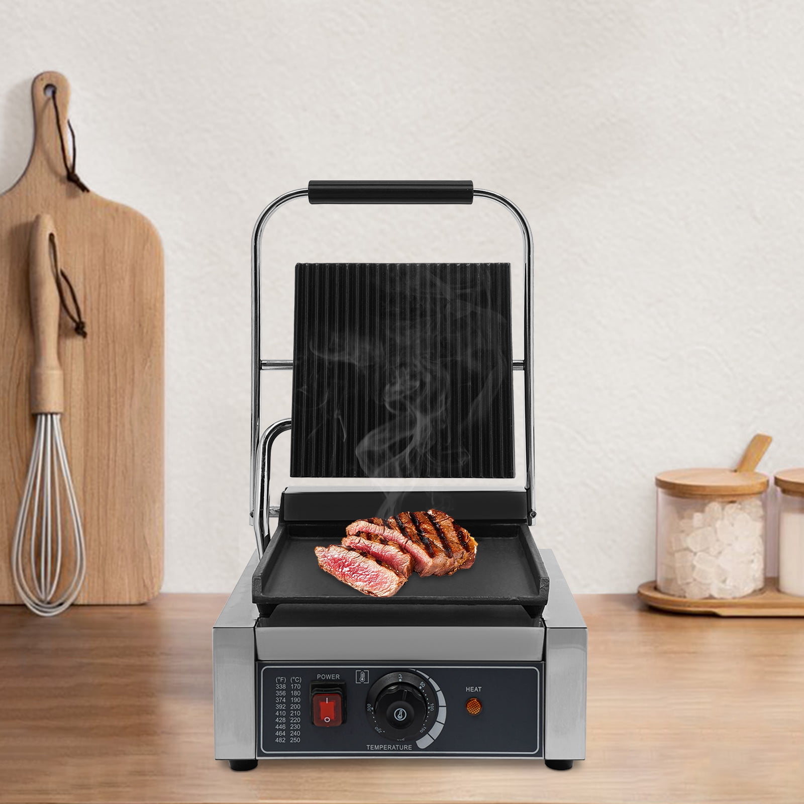 Vintoro 1800W 110V Commercial Sandwich Panini Press Grill, Electric ...