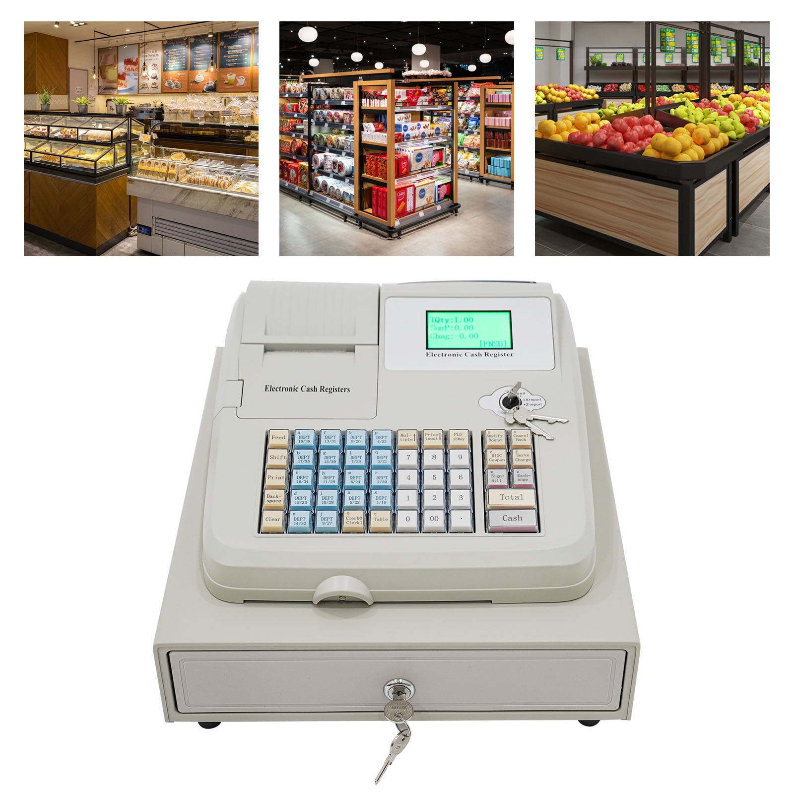 Vintoro 48 Keys Electronic Cash Register with Cash Detection Light ...