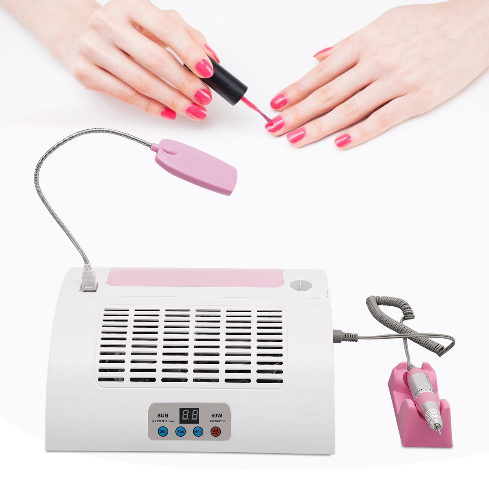 Vintoro 5 in 1 LED Nail Lamp, 60W ABS Nail Dust Collector, Timing ...