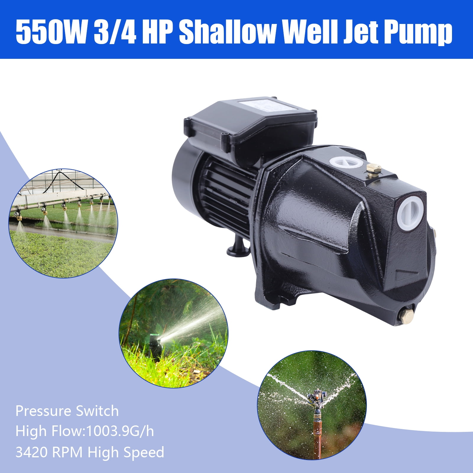 Vintoro 550W 110V Jet Water Pump, 0.75HP Well Water Pump with Pressure ...