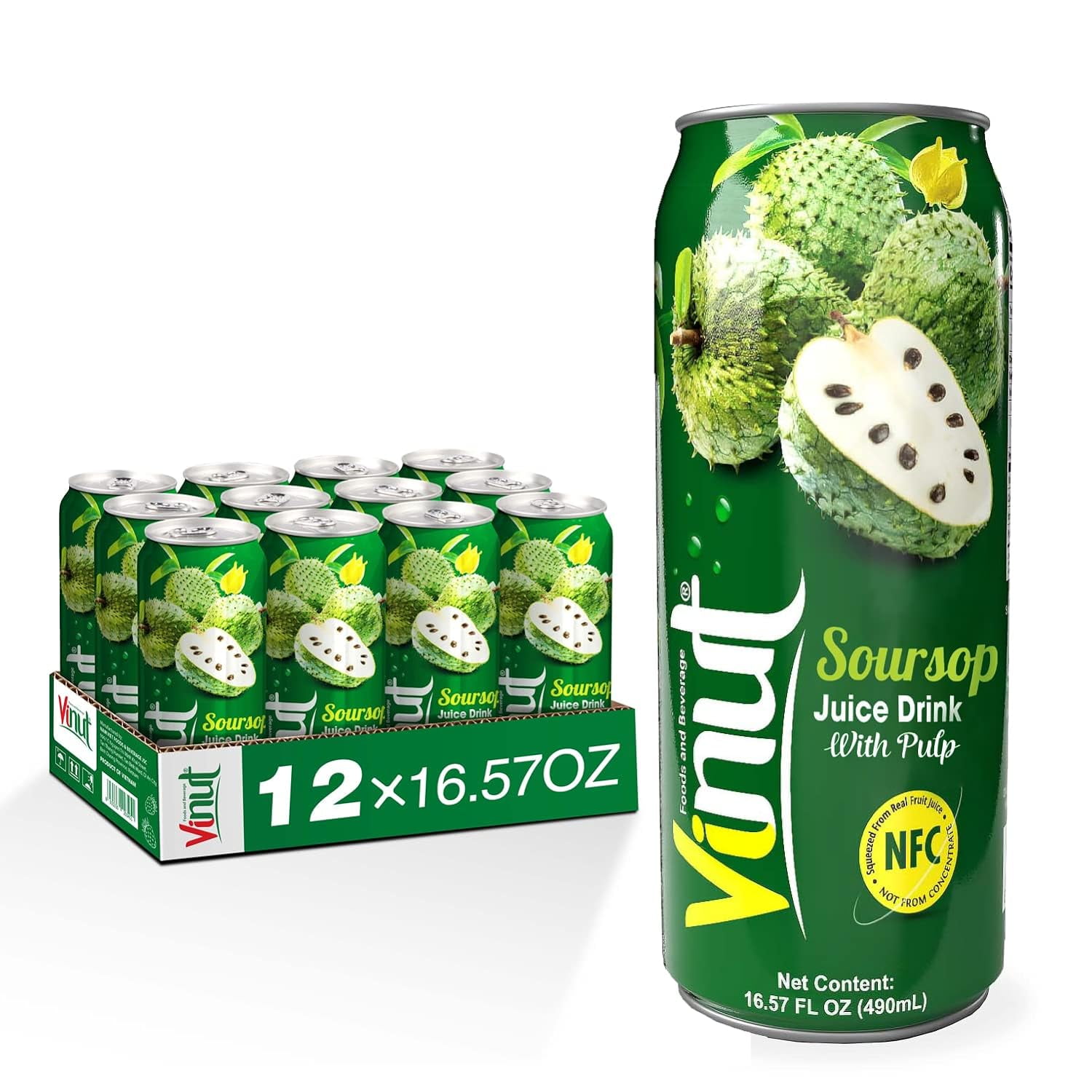 Vinut Non-GMO Soursop (Guanabana) Juice with Pulp, Fresh, 16.57 fl oz ...