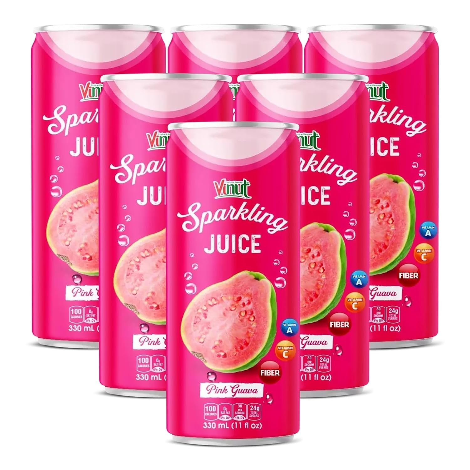 Vinut Sparkling Guava Juice, No Sugar Added, Low in Calories, Non-GMO ...