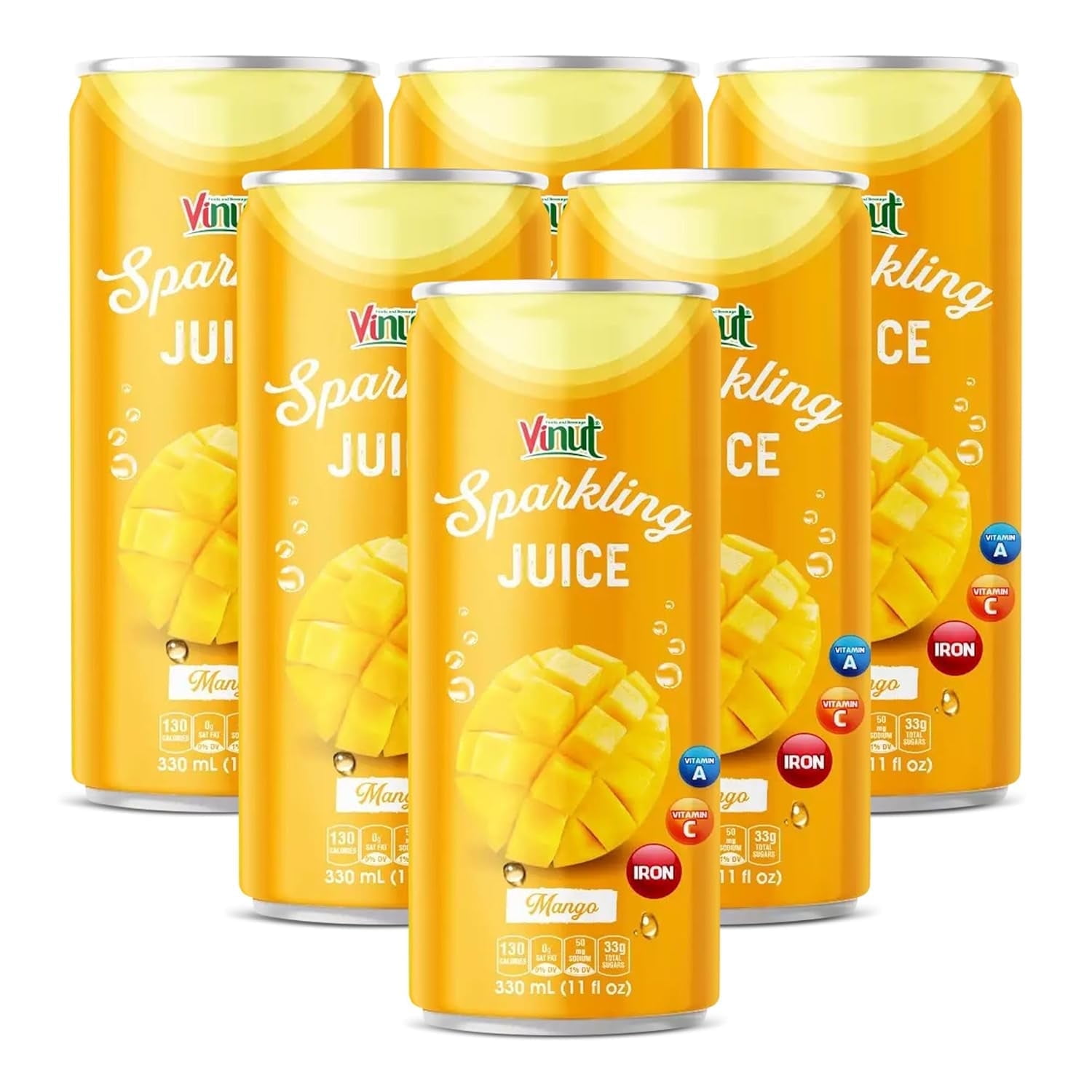 Vinut Mango Juice, 11 fl oz, Pack of 6, Low-Calorie, Vitamin C Rich, No ...