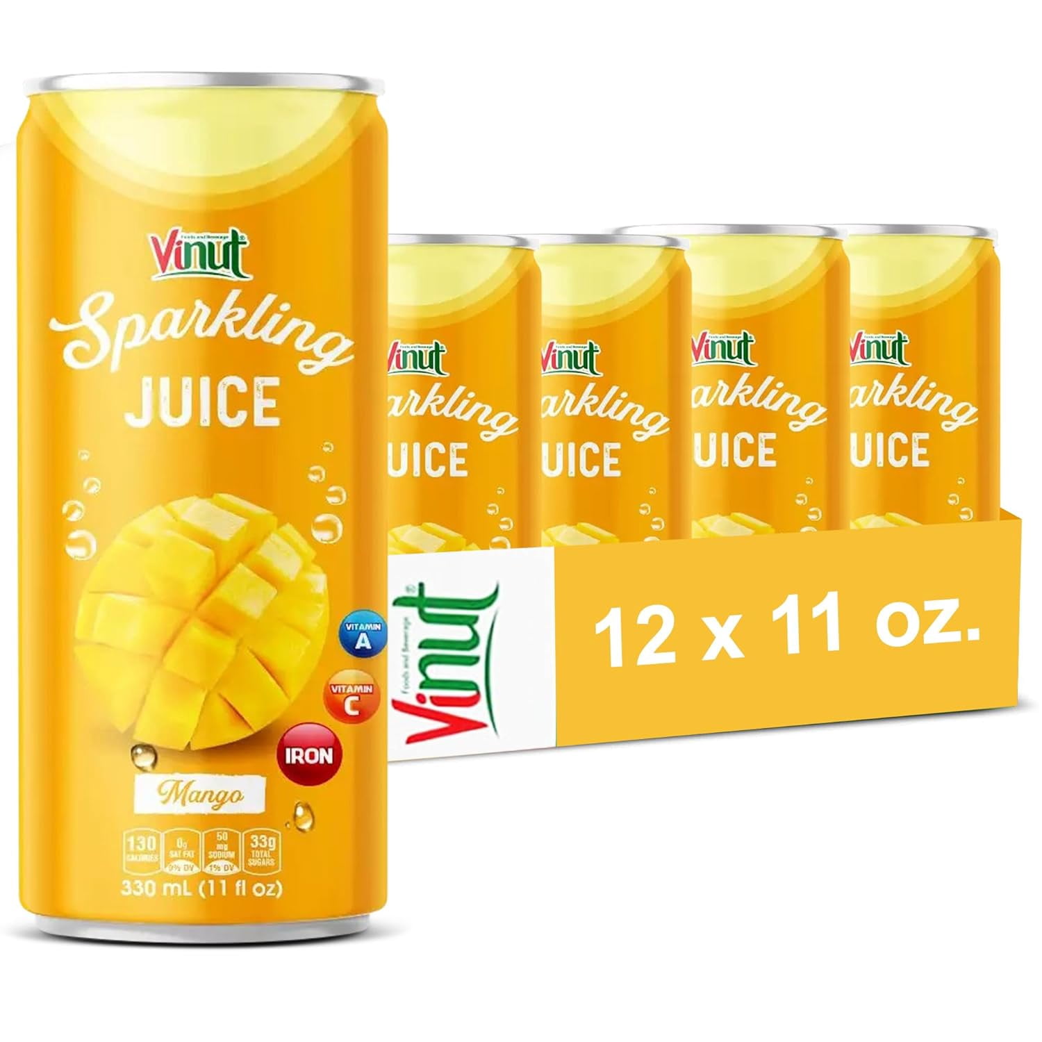 Vinut Sparkling Mango Juice, No added Sugar, Low-Calorie, Non-GMO, Rich ...