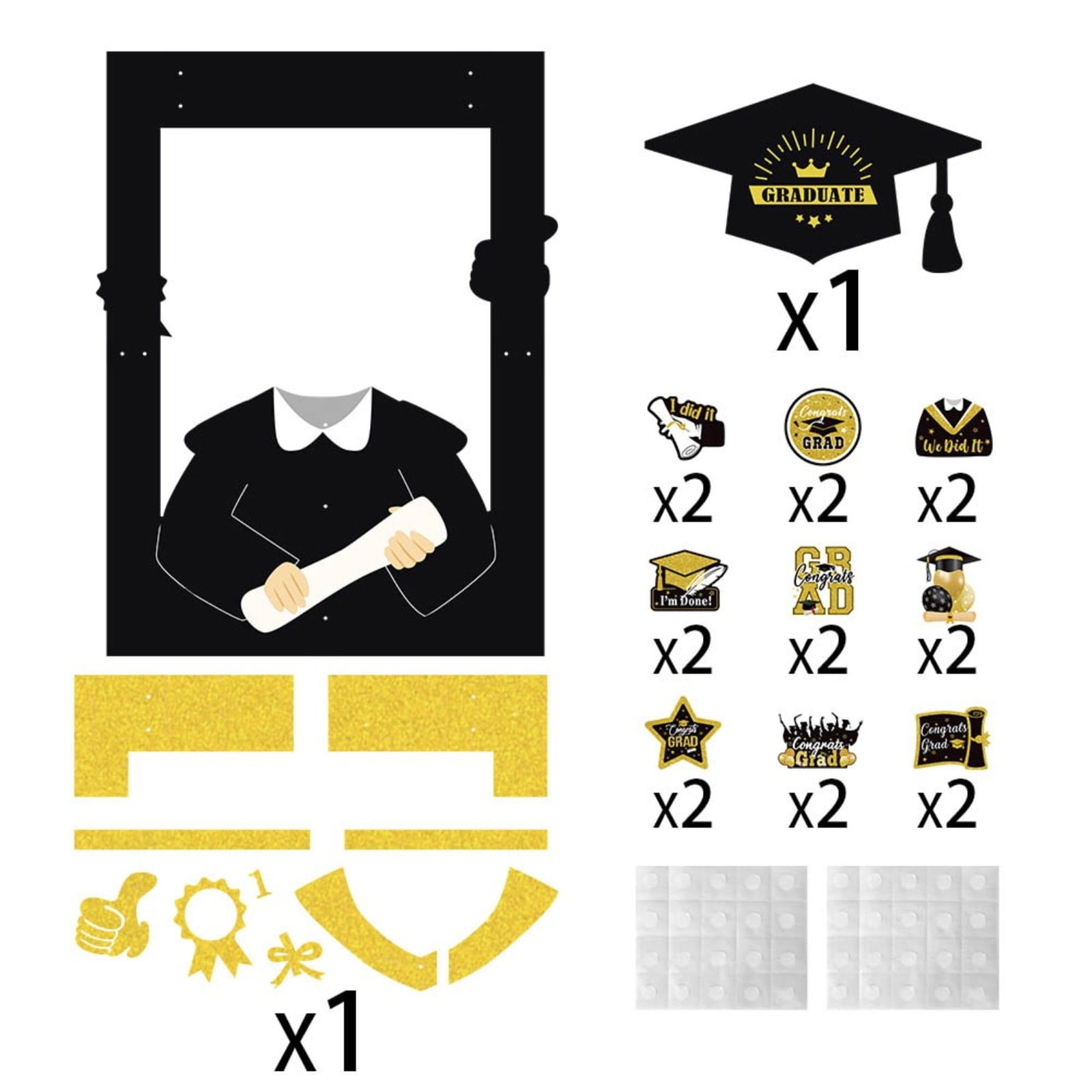 Vinvinda Large Graduation Themed Party Photo Booth Selfie Frame, Black ...