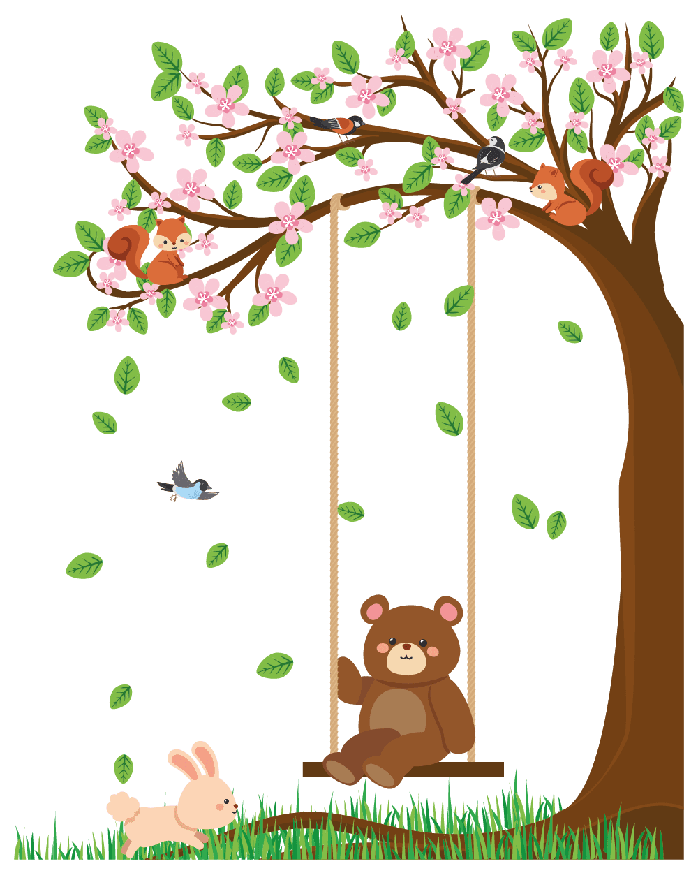 Vinyl Adhesive Home Living Room 20" x 25" Outdoor Scene Art Teddy Bear ...