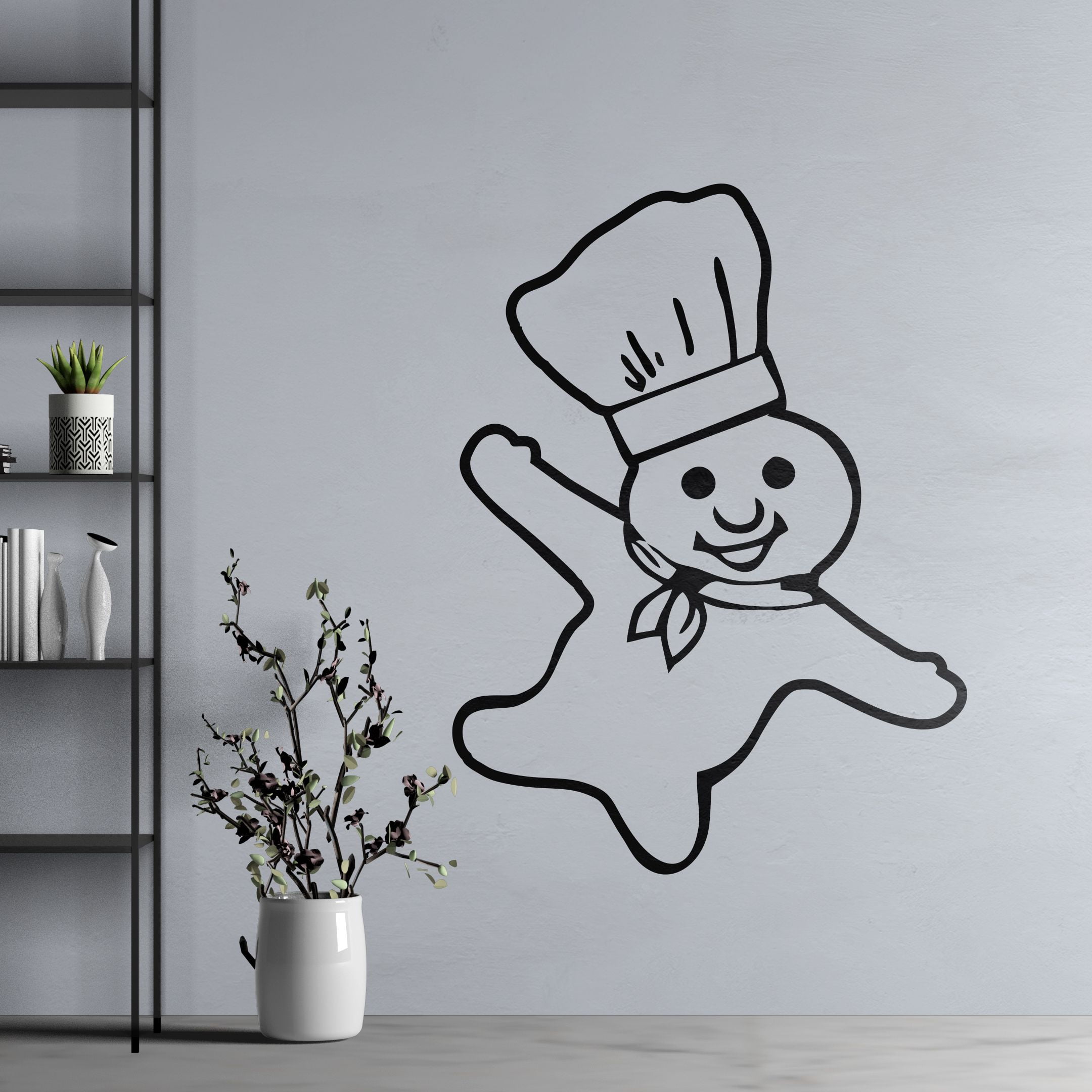 Vinyl Adhesive Pillsbury Doughboy Bake Chef Mascot Wall Decal | 20" x ...