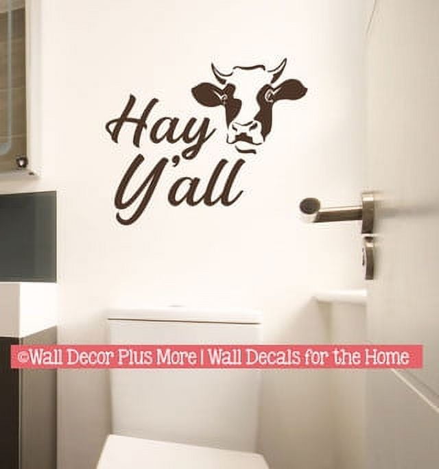 Vinyl Art Decal - Hey Y'all Cow Wall Art Sticker - Quote Decals for ...