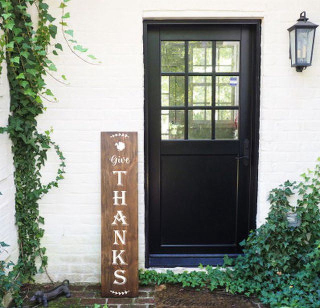 Vinyl Art Decal - Vertical Give Thanks Lettering Porch Decor - Die-Cut ...