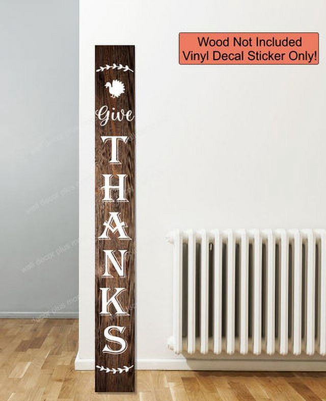 Vinyl Art Decal - Vertical Give Thanks Lettering Porch Decor - Decal ...