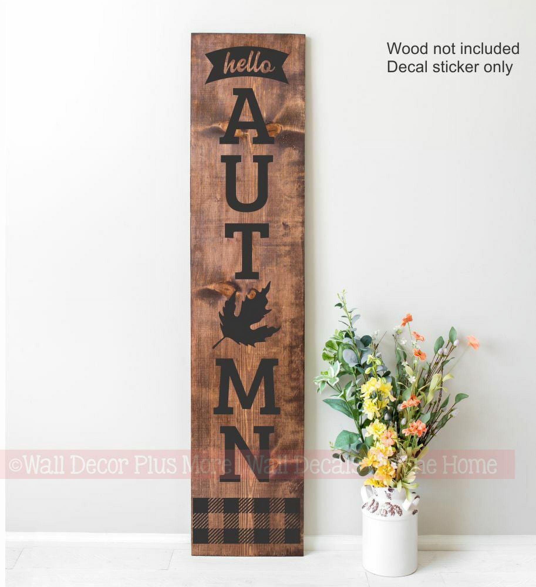 Vinyl Art Decal - Vertical Hello Autumn Decal Lettering Art - Decal ...