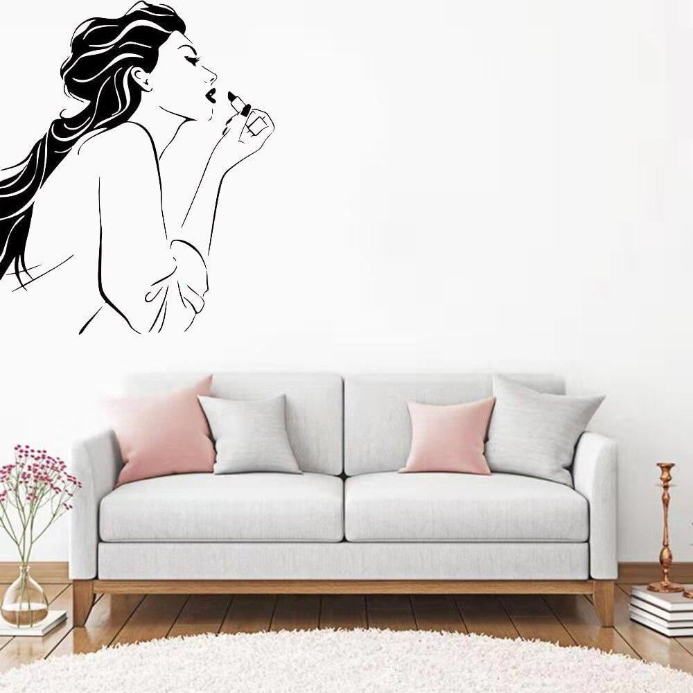 Vinyl Art Removable Home Decor Long Hair Lady Wall Sticker Make Up ...