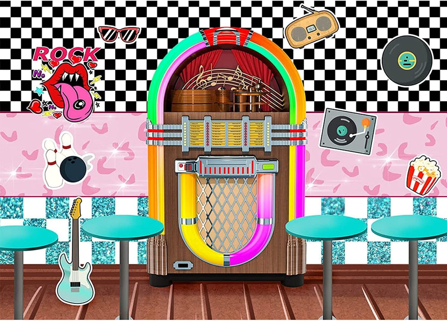 Vinyl Back to 50's Sock Hop Photography Backdrop for 1950s Rock Roll ...