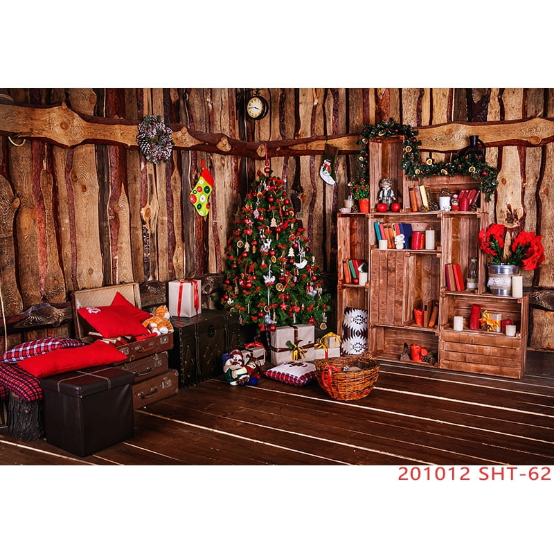 Vinyl Christmas Tree Wooden Board Flower Wreath Gift Photography Window ...