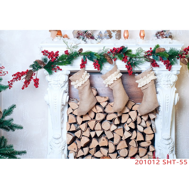 Vinyl Christmas Tree Wooden Board Flower Wreath Gift Photography Window ...