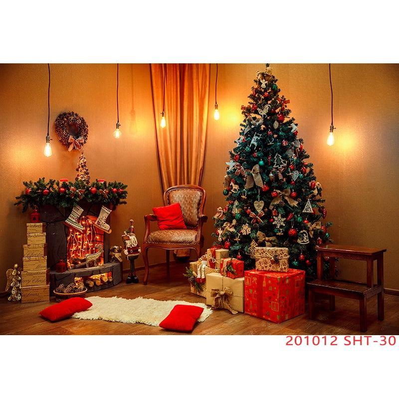 Vinyl Christmas Tree Wooden Board Flower Wreath Gift Photography Window ...