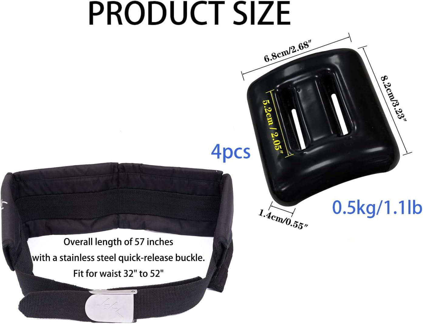 Vinyl Coated Diving Weights - 4pcs 1.1-4.4 lbs Dive Weights with 4 ...