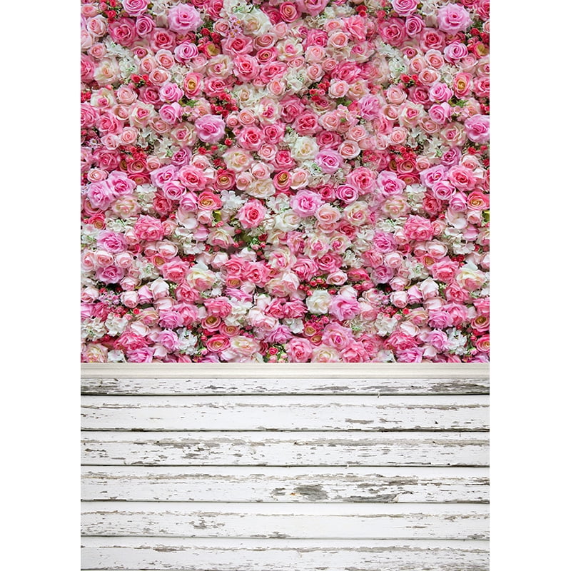Vinyl Custom Photography Backdrops Wall And Wood Floor Flower Planks ...