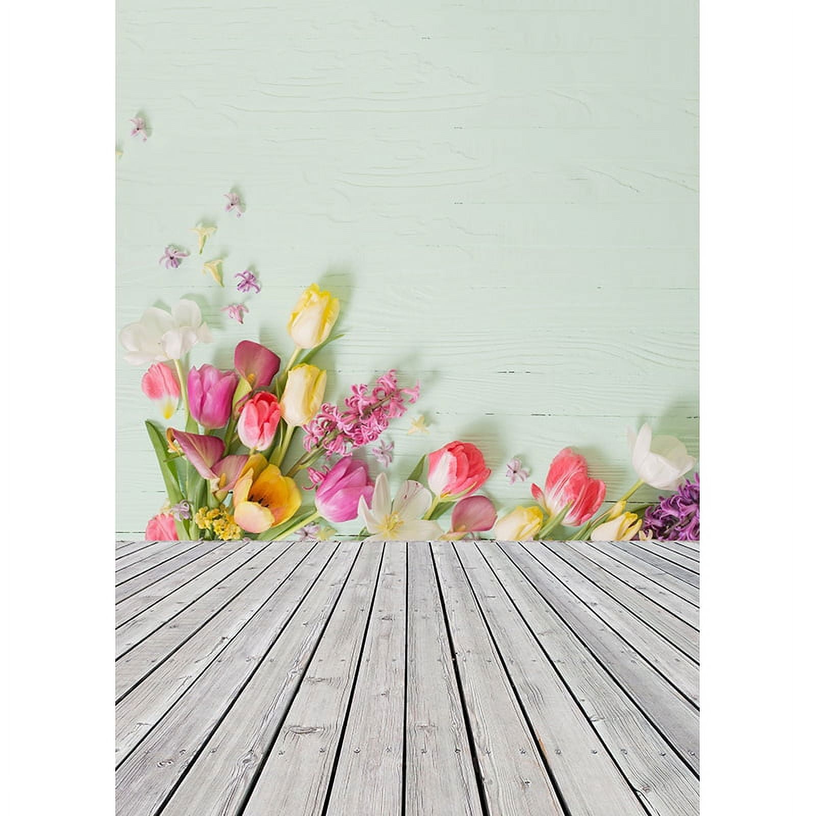Vinyl Custom Photography Backdrops Wall And Wood Floor Flower Planks ...