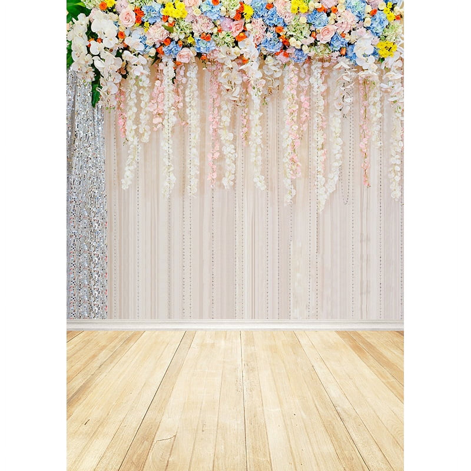 Vinyl Custom Photography Backdrops Wall And Wood Floor Flower Planks ...