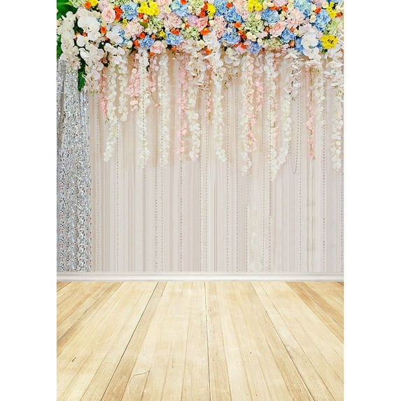 Vinyl Custom Photography Backdrops Wall And Wood Floor Flower Planks ...