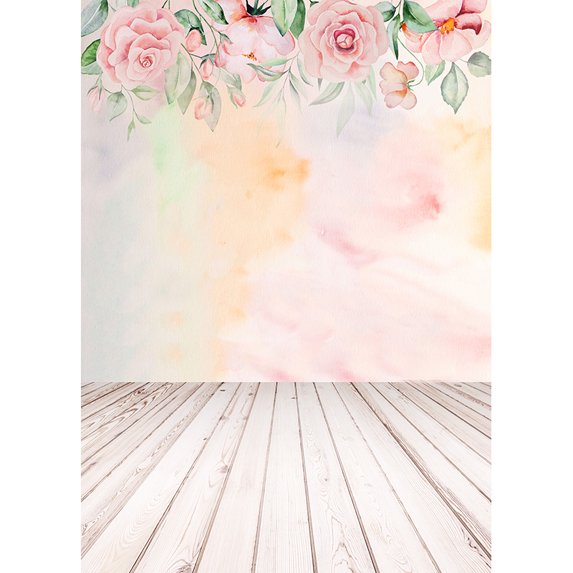 Vinyl Custom Photography Backdrops Wall And Wood Floor Flower Planks ...