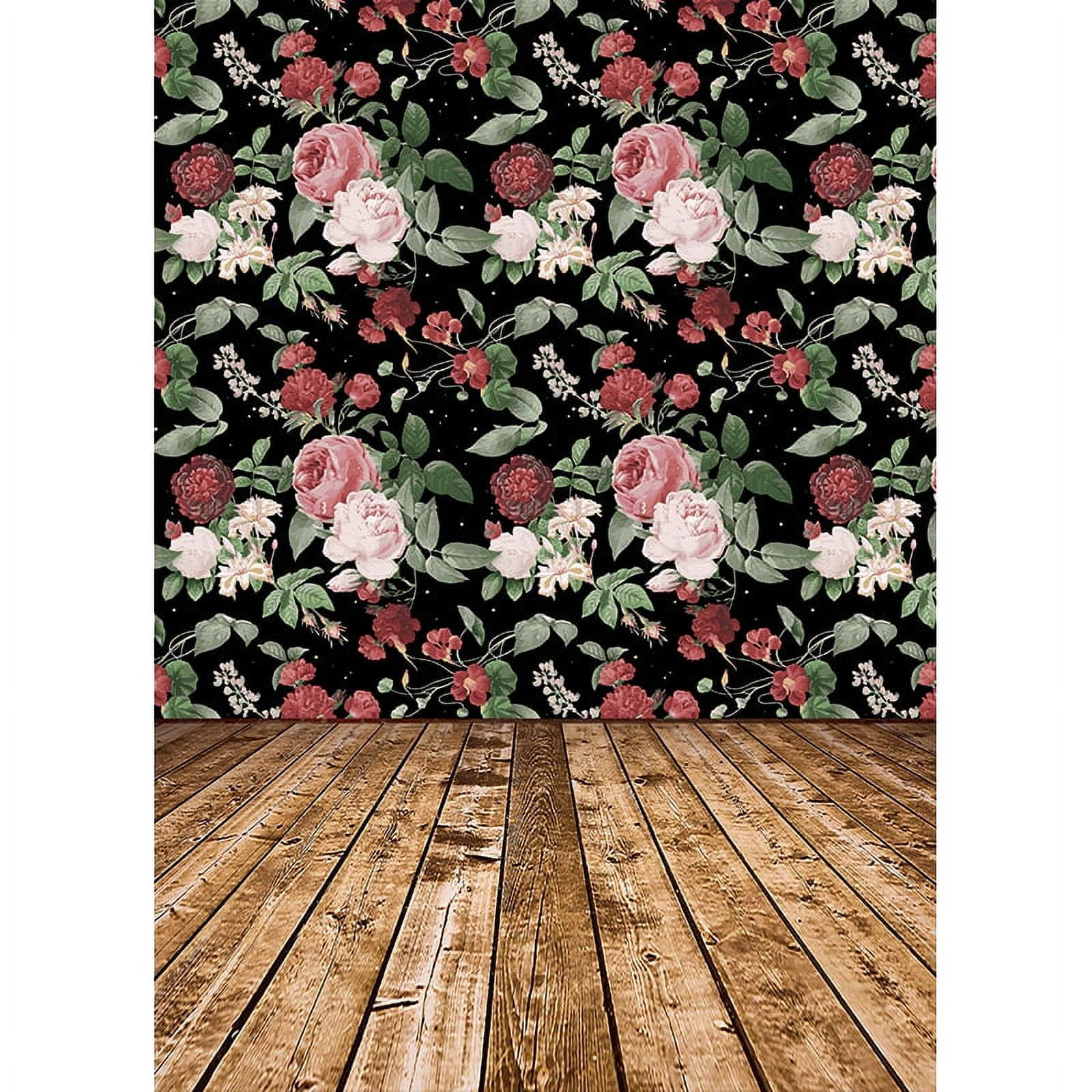 Vinyl Custom Photography Backdrops Wall And Wood Floor Flower Planks ...