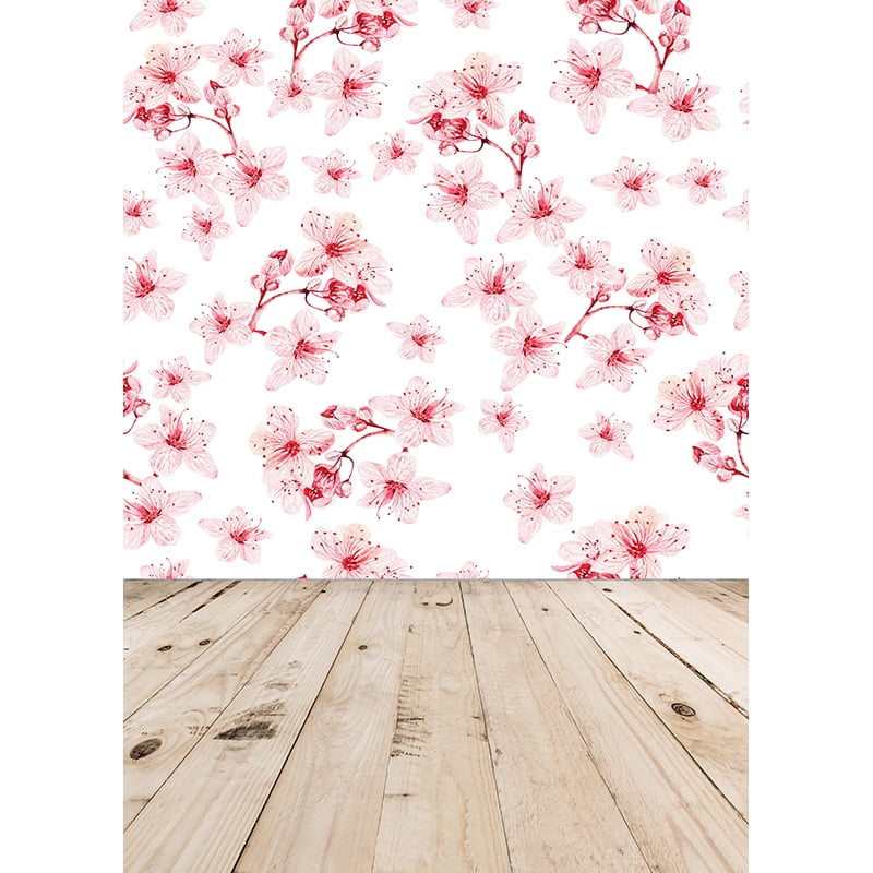 Vinyl Custom Photography Backdrops Wall And Wood Floor Flower Planks ...