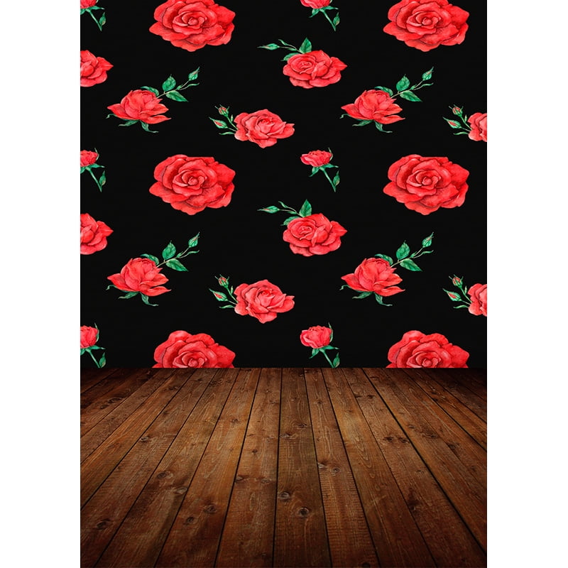 Vinyl Custom Photography Backdrops Wall And Wood Floor Flower Planks ...