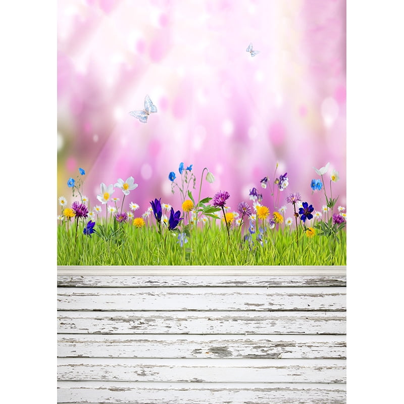 Vinyl Custom Photography Backdrops Wall And Wood Floor Flower Planks ...